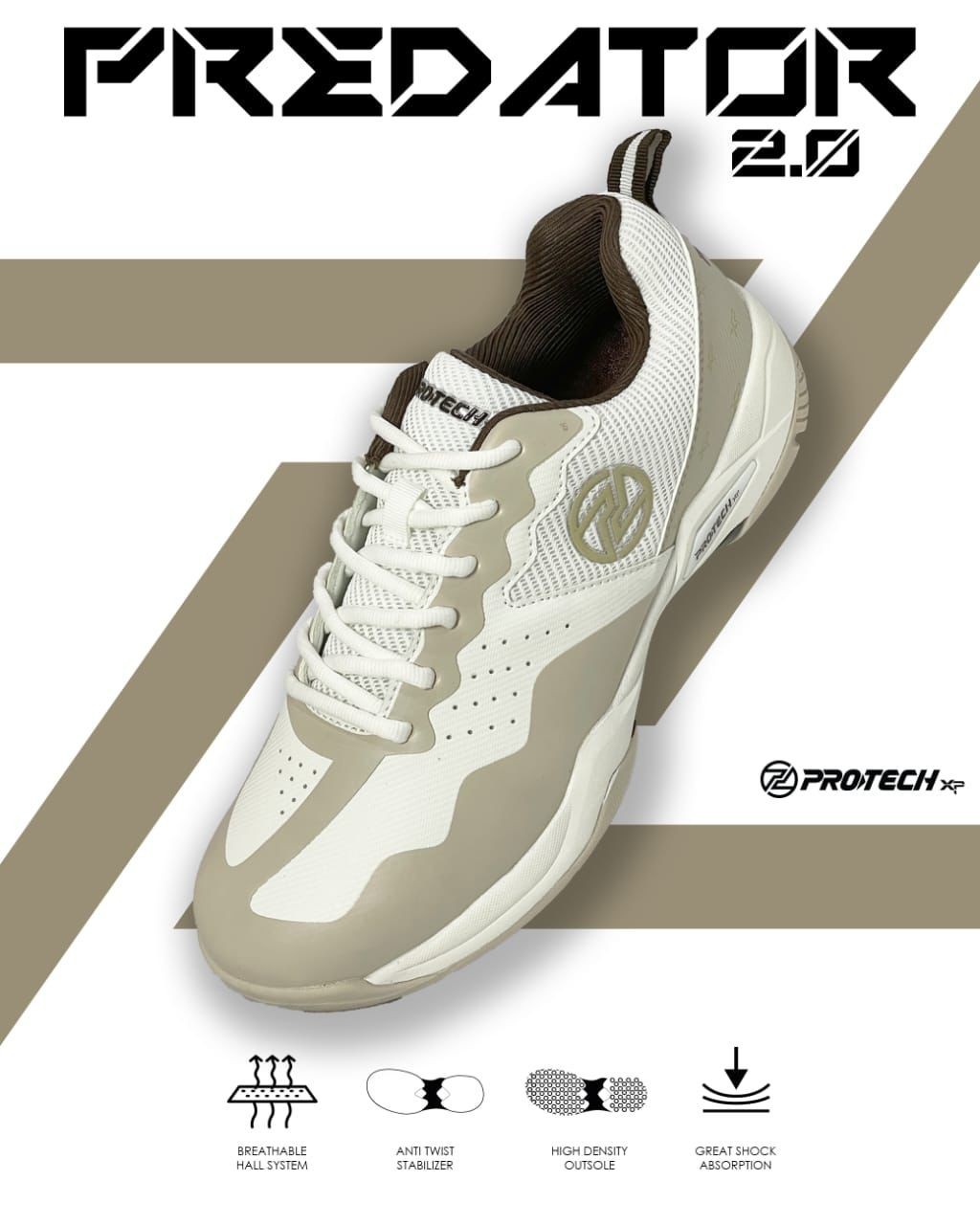 PROTECH PREDATOR 2.0 Light Weight Badminton Shoes (Khakis) | Shopee ...