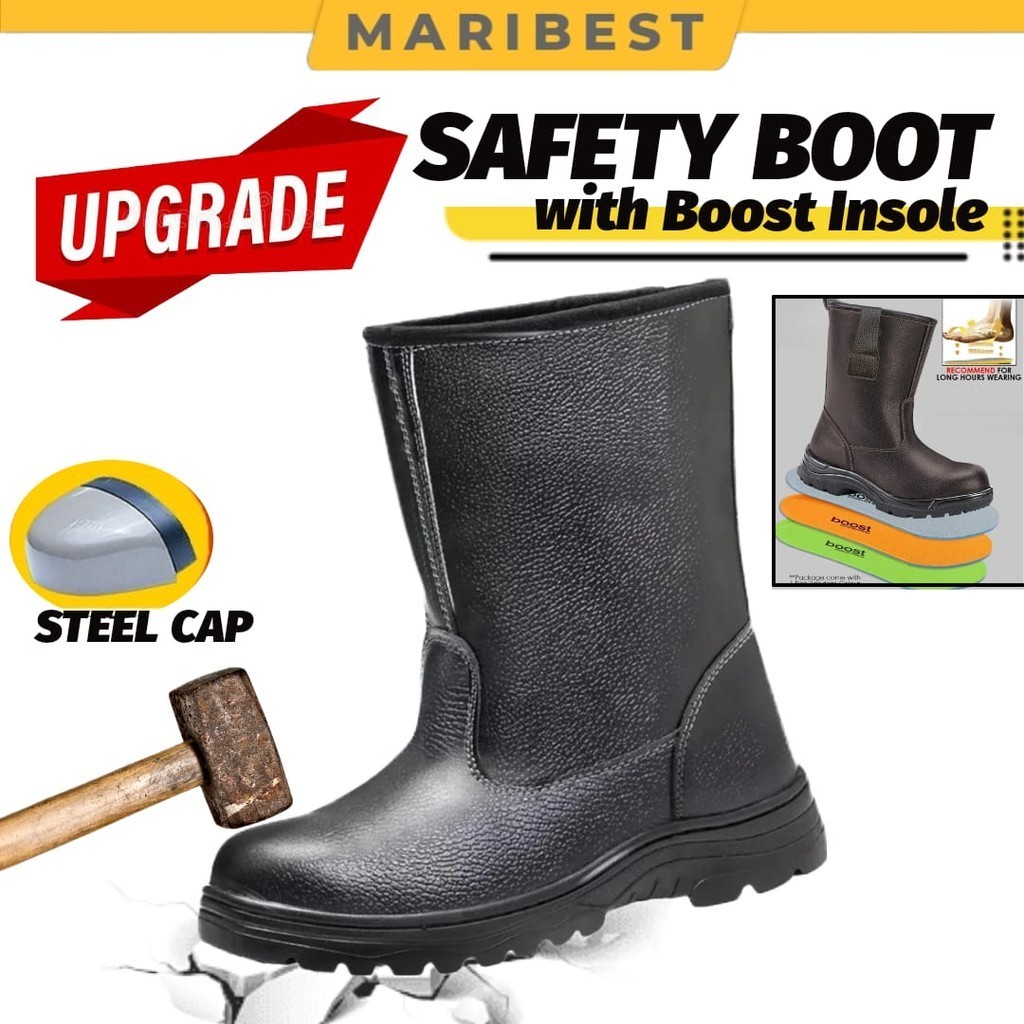 High Cut Safety Boot Shoe Steel Toe Cap Mid Sole High Ankle Kasut ...