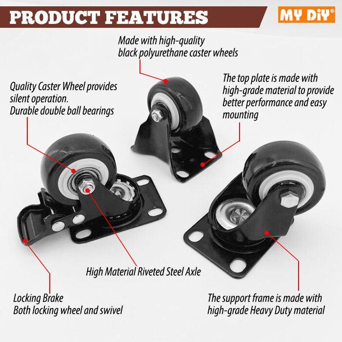 MYDIYHOMEDEPOT - 2" PP CASTER WHEEL RODA ROLLER WHEEL RIGID (MATI) OR ...