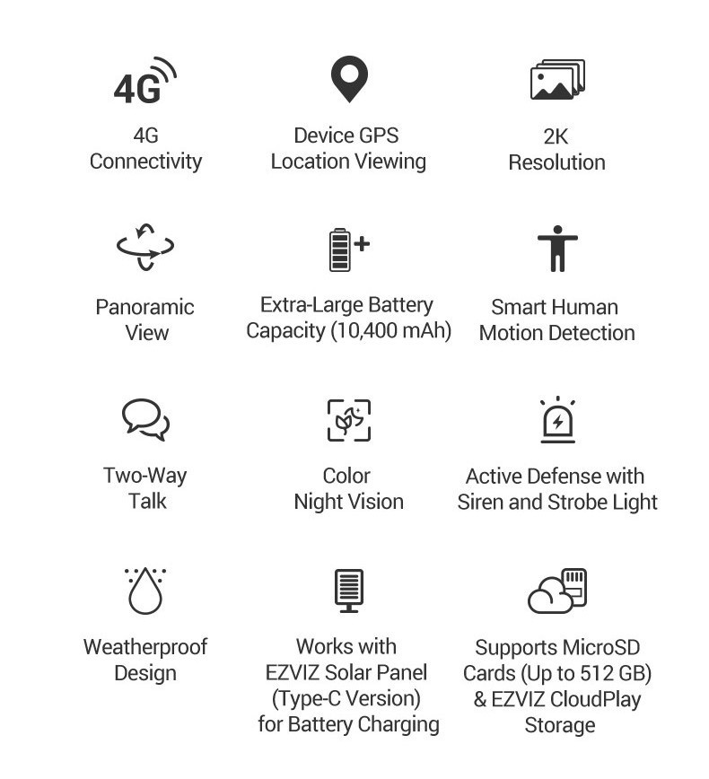 Ezviz EB8 4G 3MP 2K Pan & Tilt GPS Battery Powered Two Way Talk Color ...