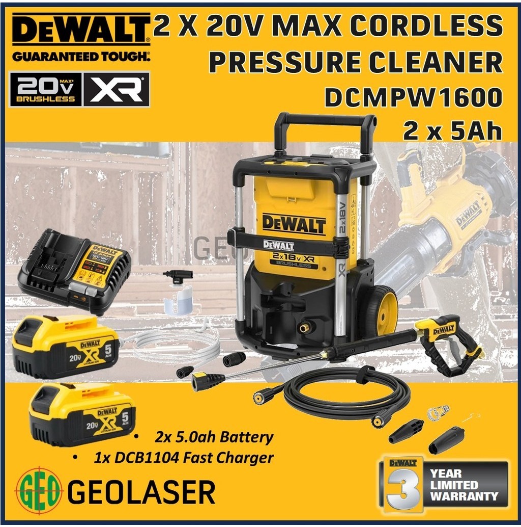 DEWALT 20V*2 MAX XR DCMPW1600 CORDLESS BRUSHLESS HIGH PRESSURE CLEANER ...