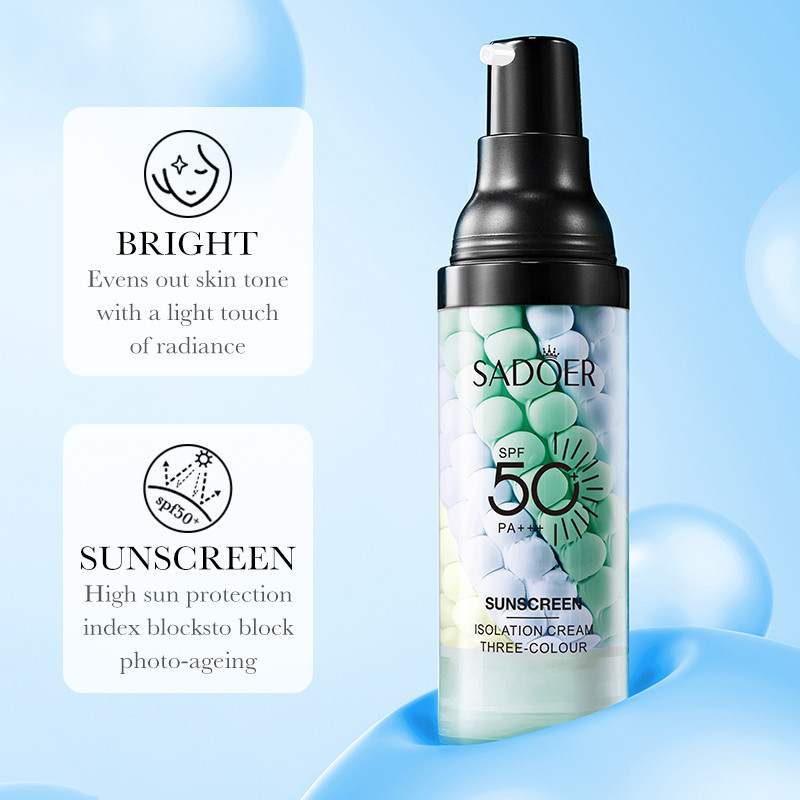 ROREC SADOER SPF50 PA+++ Sunscreen Isolation Cream Three-Colour Waterproof Sweatproof Refreshing ...