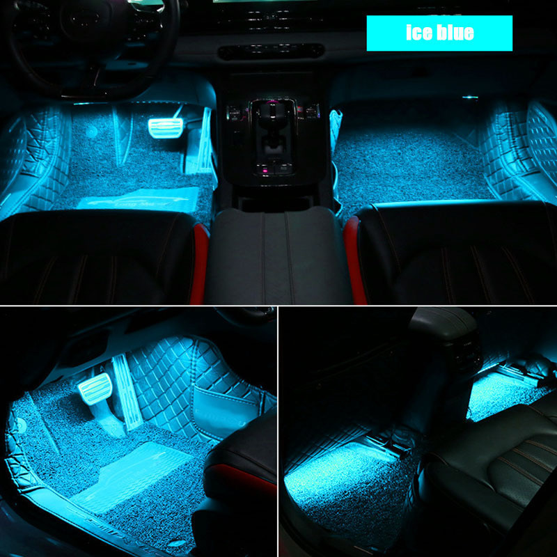 2 IN1 Car Atmosphere Led Foot Light USB Lighter environment decorative ...