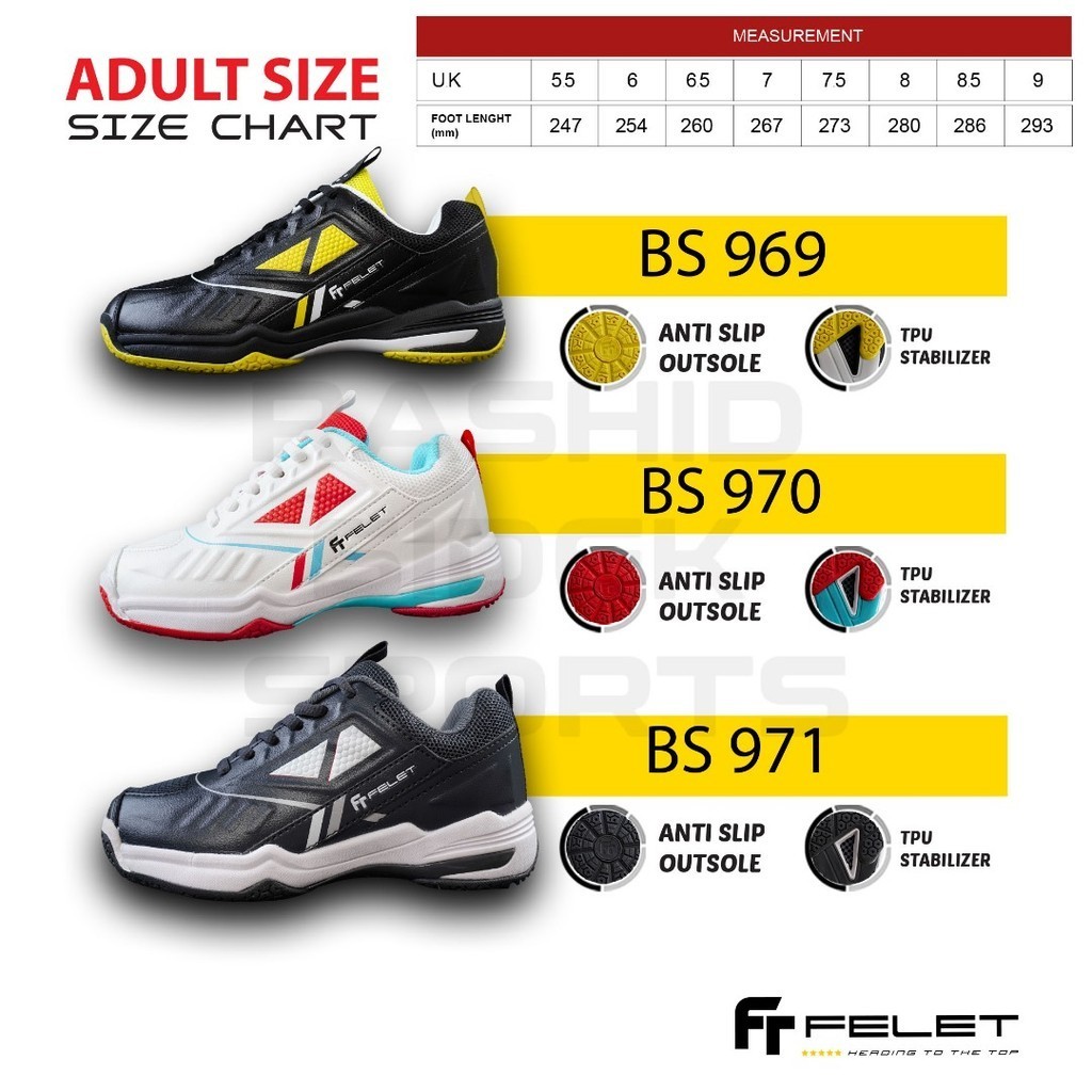 [ADULTS SIZE]FELET BS969/BS970/BS971 Badminton shoes Badminton Kasut ...