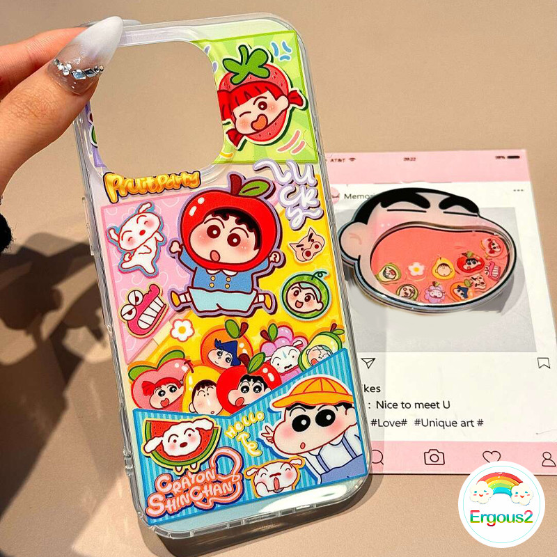 Big Mouth Crayon Shin Chan Casing + Bracket Compatible for IPhone 16 14 ...