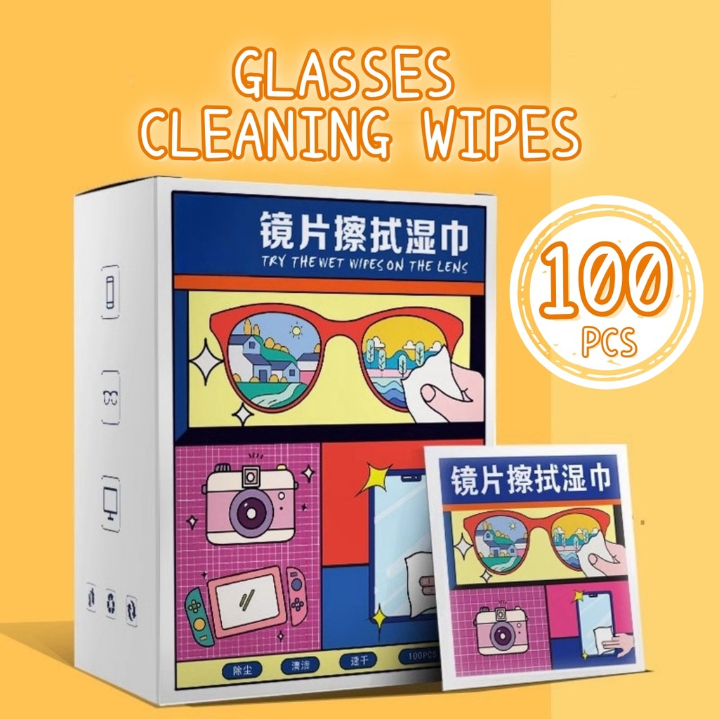 (100 PCS) Spectacles Wipes Glasses Cleaning Wet Tissue Disposable Anti ...