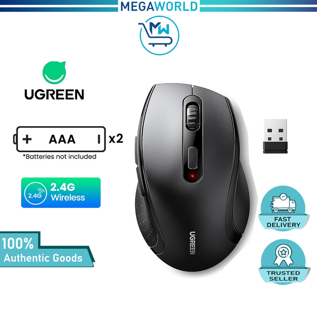 UGREEN Wireless Ergonomic Mouse 6 Buttons 3 Level DPI Setting 1600 DPI ...
