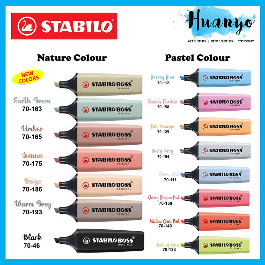 Stabilo Boss Original Fluorescent / Pastel / Nature / Black Colour ...
