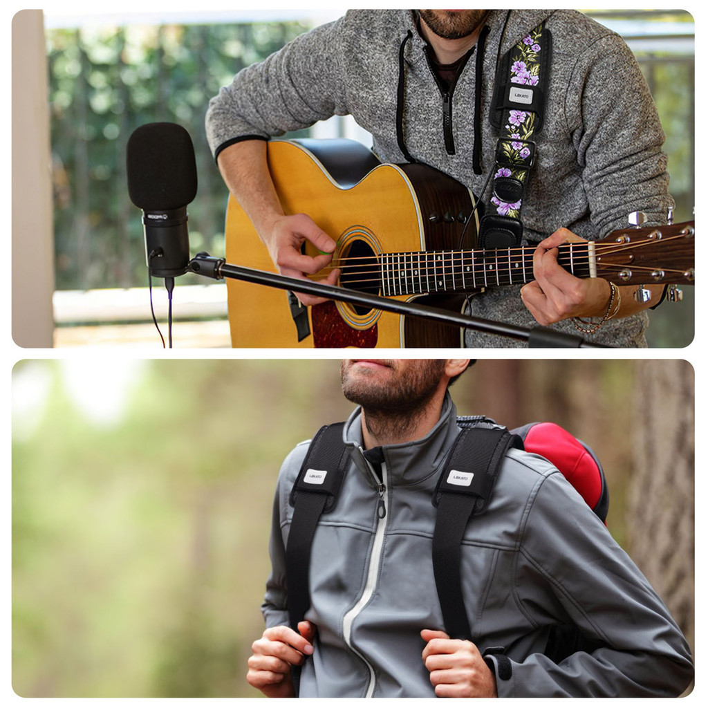 LEKATO Guitar Strap Shoulder Pad with Air Cushions Inflatable and ...