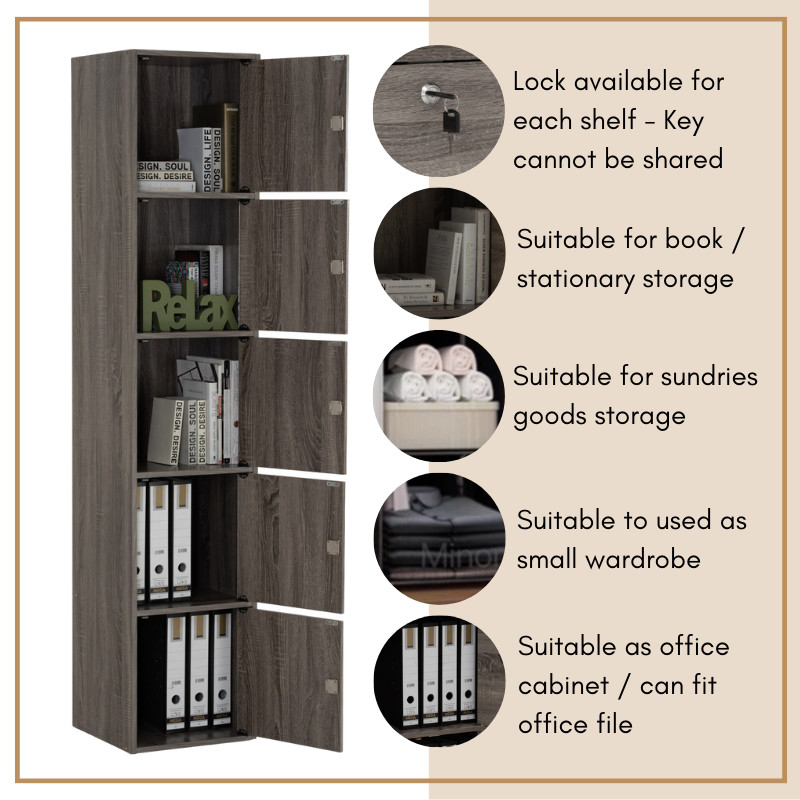 Alora Furniture - CODEY 5 Door Locker/ Storage cabinet/ Almari Berkunci ...
