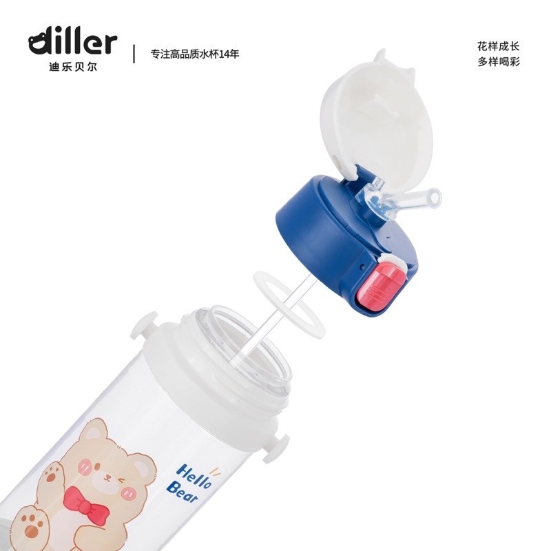 Diller Kid Botol Tritan Two Function Bottle Cap Straw Direct Water Bottle DB2314 (350ml ...
