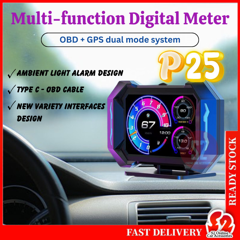 P25 OBD Multi-function Gauge HUD Meter OBD2 Meter DIGITAL METER Perodua ...