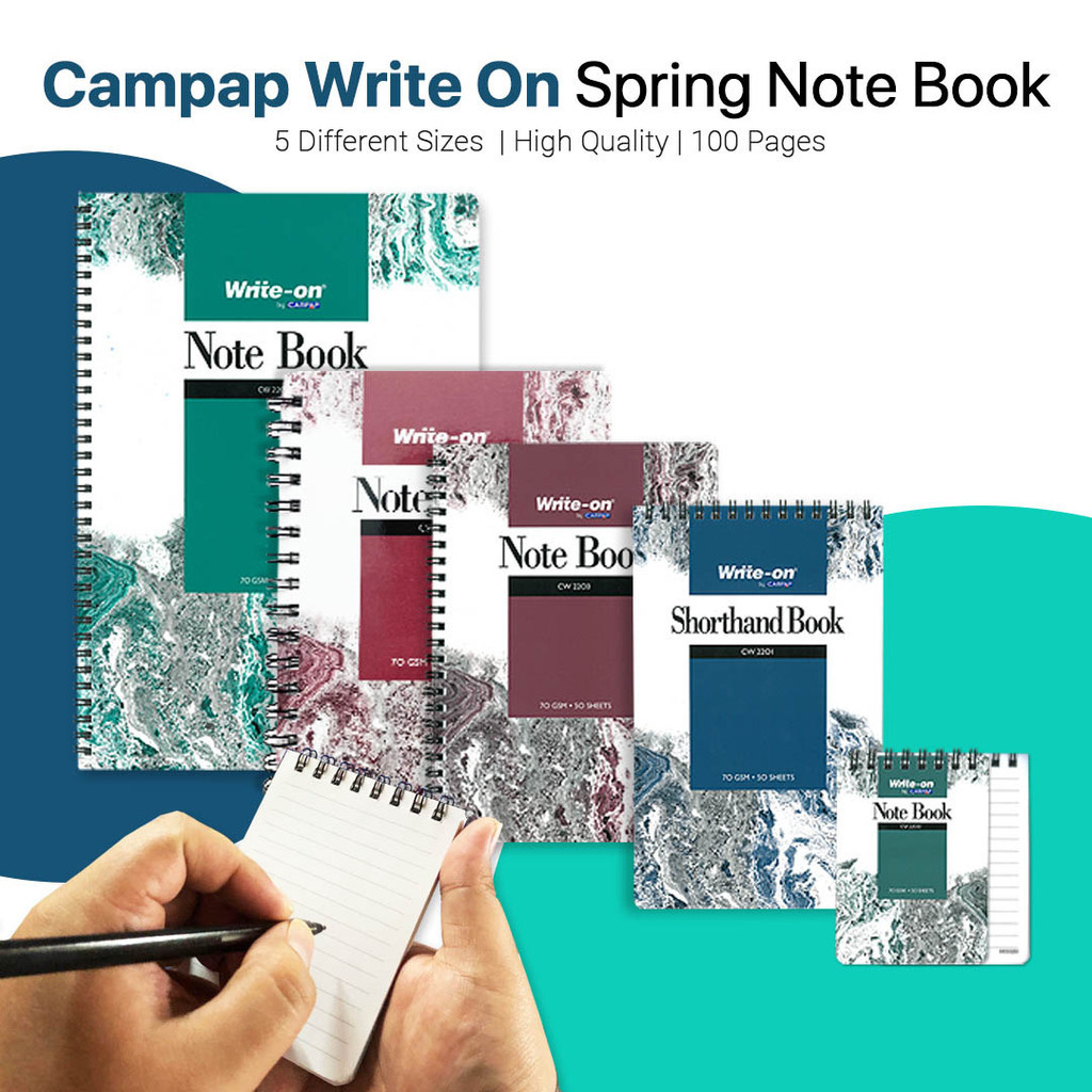Campap Write On Spring A4 A5 A6 A7 Notebook Single Line 70gsm Paper ...