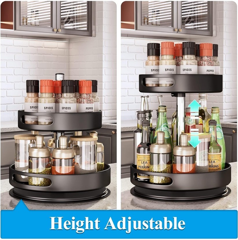 360° Rotate Kitchen Metal Rack Spice Container Organizer Seasoning ...