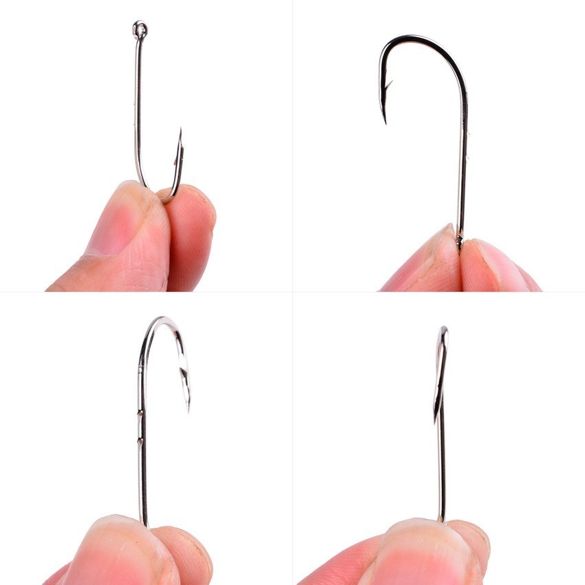 50pcs Set Fishing Long Handled Hook with Double Back Thorns, High ...