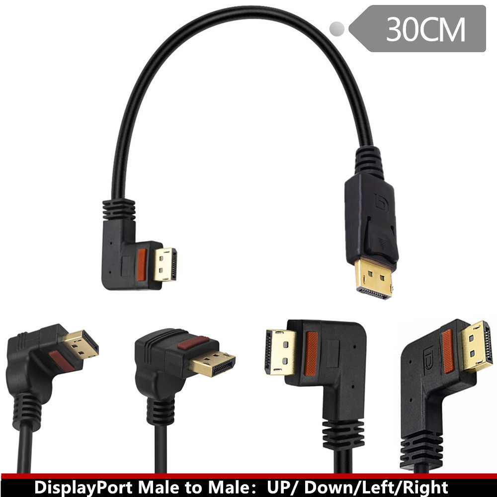 4k Gold-Plated with Lock 90 Degree Elbow DP Cable HD Cable DisplayPort ...