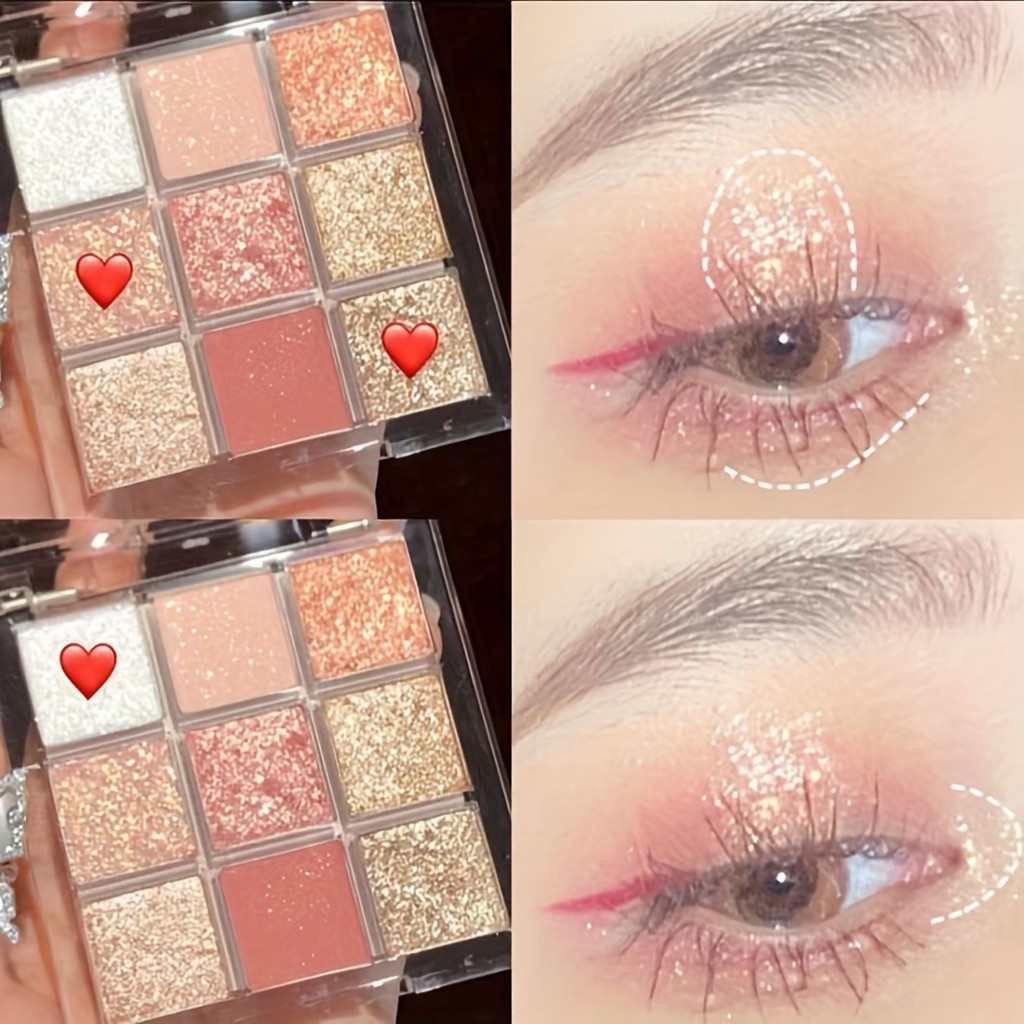 9 Color Pink Eyeshadow Palette, Waterproof, Long-Lasting, Pearly ...