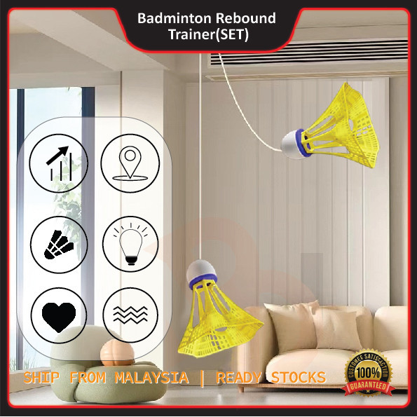 Solo Suspension Automatic Badminton Rebound Trainer Indoor Fitness ...