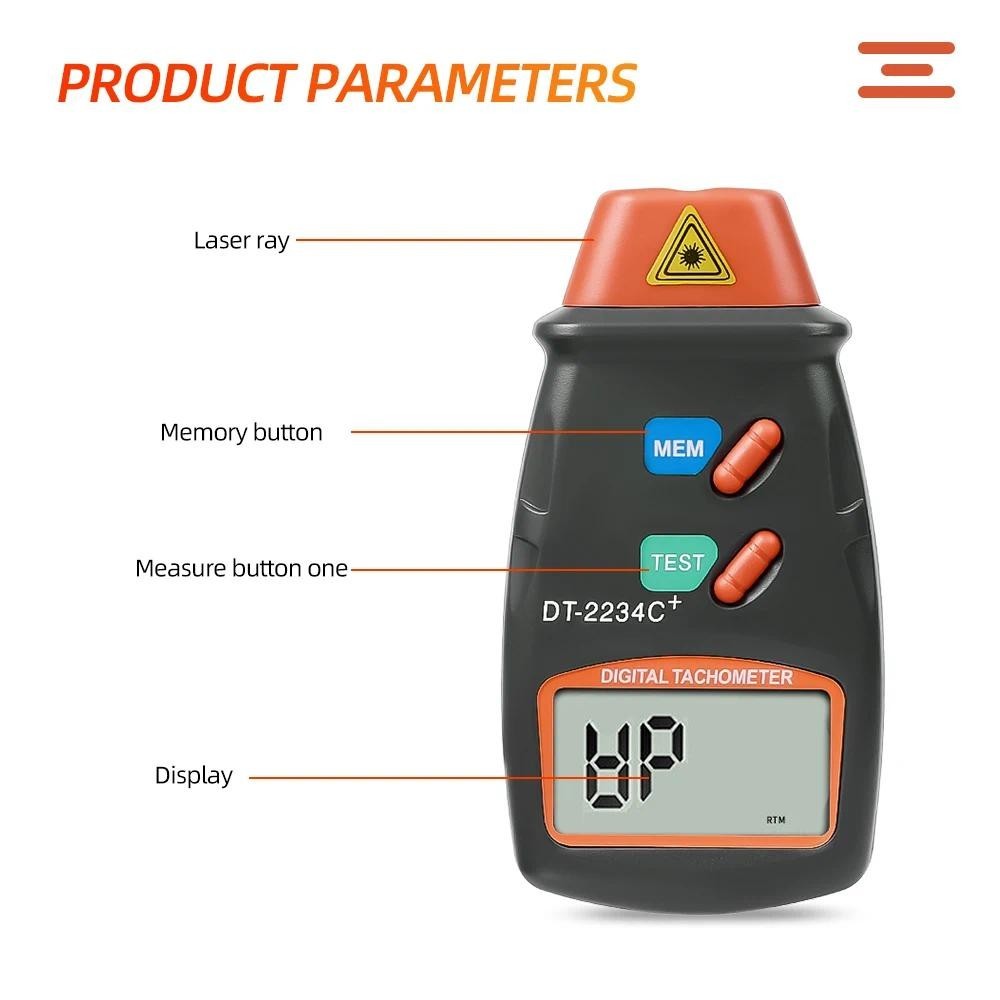 Digital Laser Tachometer Diagnostic Tool Non-Contact Tachometer 2.5Rpm ...