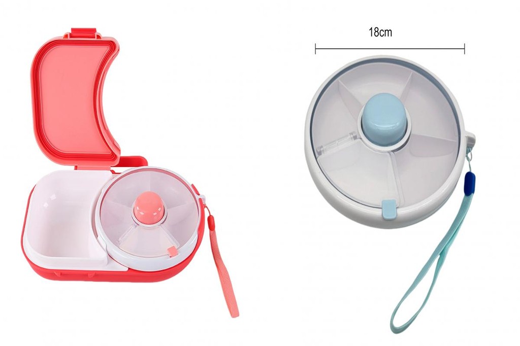 [AM] Rotating Lid Food Container Snack Box with Rotating Lid Portable ...