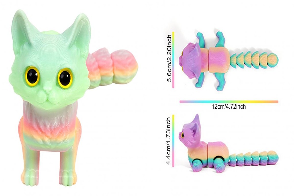 GH| Movable Joint Cat Figurine 3d Printed Cat for Anxiety Relief 3d ...