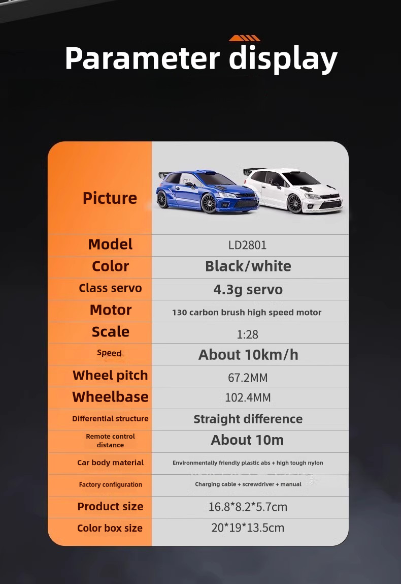 LDR/C 1/28 RTR 4WD RC Drift Car Servo Steering Full Proportional ...