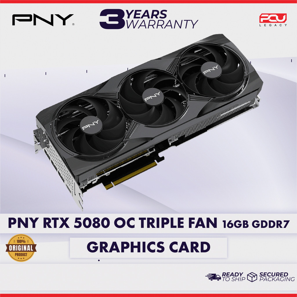 PNY GEFORCE RTX 5080 OC TRIPLE FAN 16GB GDRR7 GRAPHICS CARD (3 YEARS ...