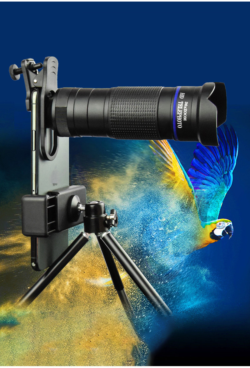 36X Universal Mobile Phone Camera Lens HD Monocular Telescope External ...