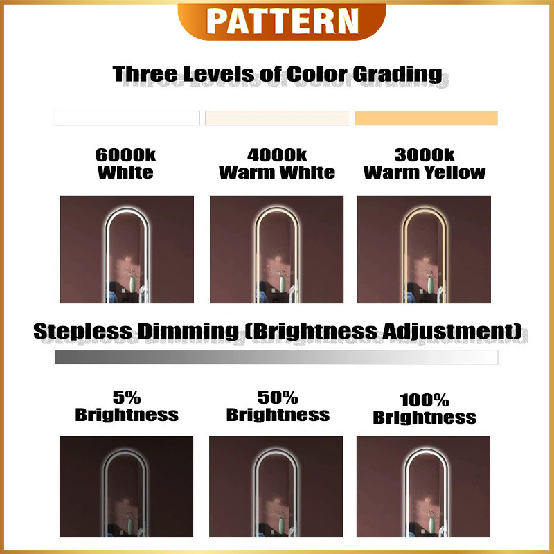 PATTERN LED Full Length Arch Mirror 150cm x 40cm LED Mirror with Light ...