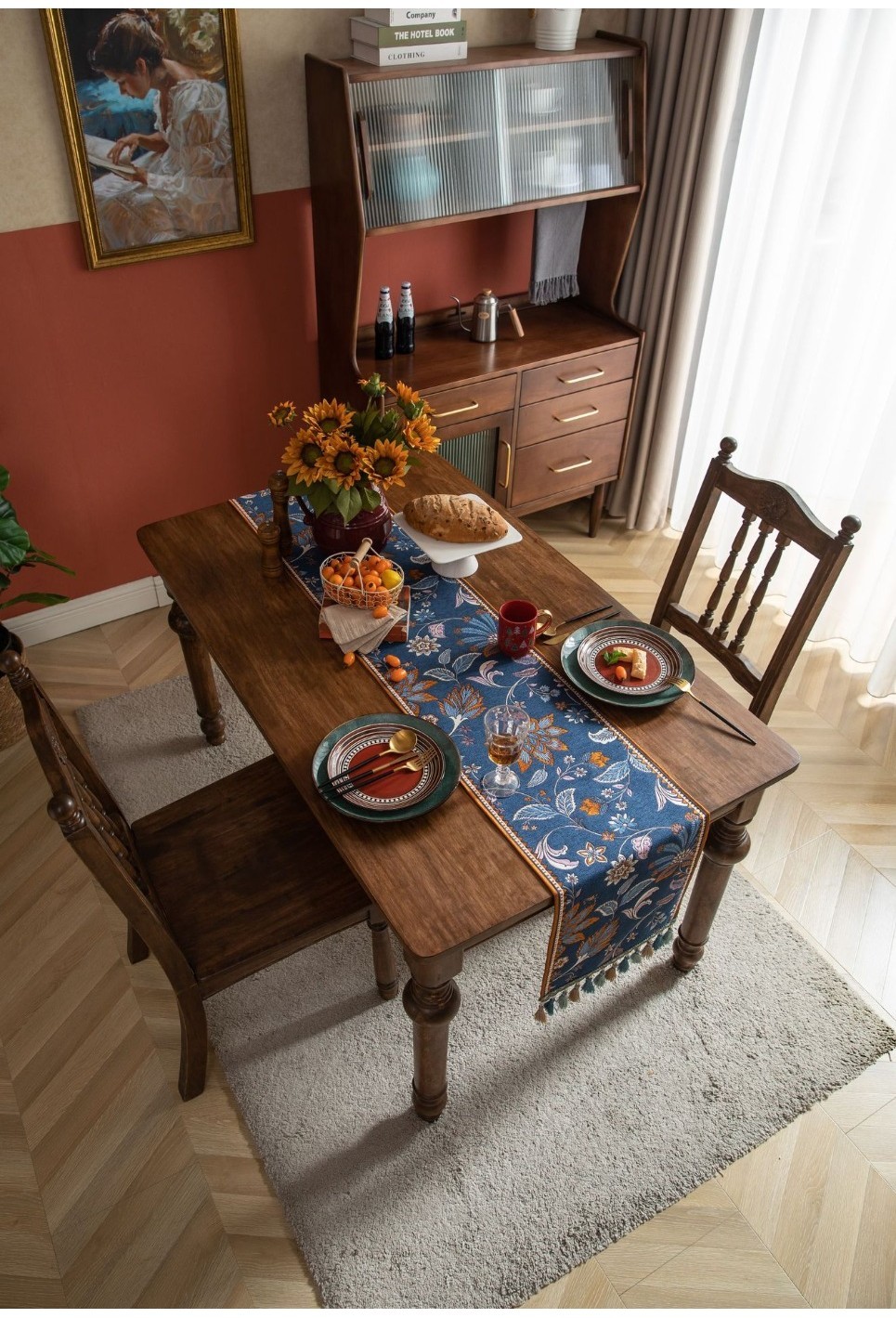 Jacquard Geometric Table Runner with Tassel for Home Party Decorative ...