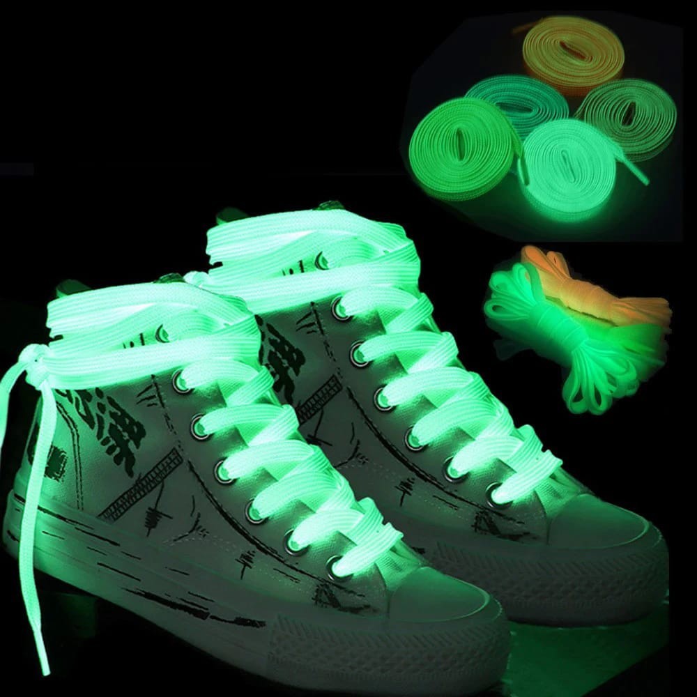 Fluorescent Shoelace Double Layer Tali Kasut Shoe Lace Luminous ...