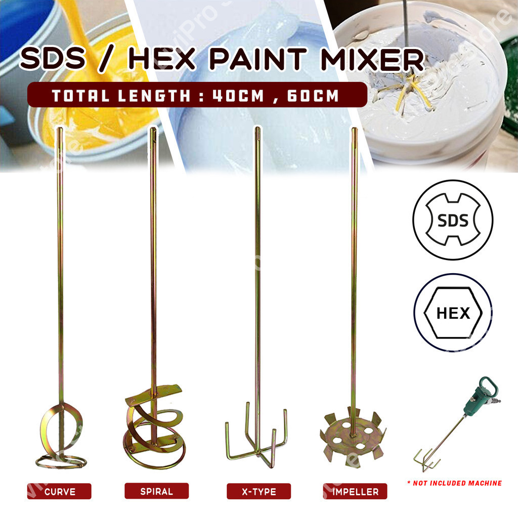 SDS Hex Paint Mixer 60cm Cement Mixer 24" Heavy Duty Mixer Paddle 4 ...