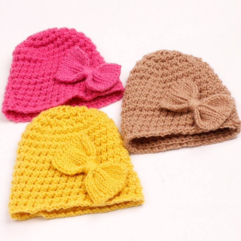 Girls Autumn and Winter Solid Color Wool Knitted Hat Baby Girls ...