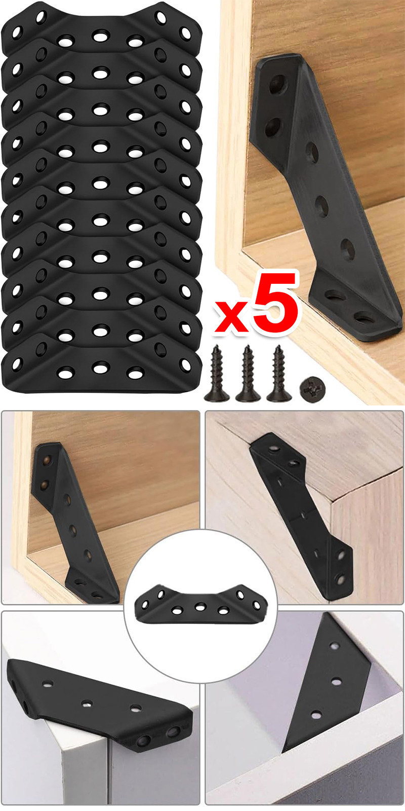 10 Sets 90 Degree Right Angle Corner Connector - L Shaped Bracket ...