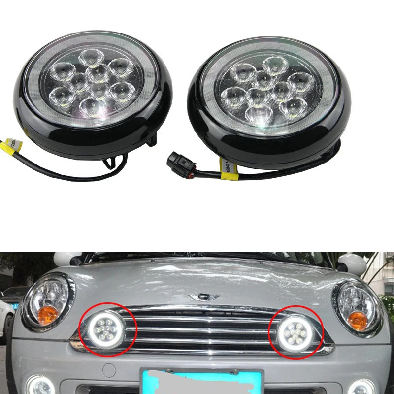 2x LED Halo Ring DRL Daytime Running Light Fog Kit For Mini Cooper R50 ...