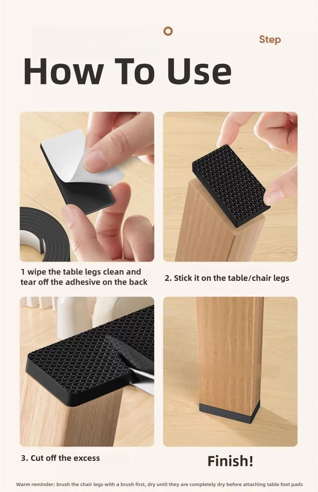 Non-Slip Table Leg Pads | Pad Kaki Meja Anti-Slip - Pelindung Lantai ...