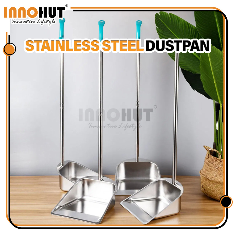 [1PC] Innohut Stainless Steel Dustpan With Long Handle Skop Sampah ...