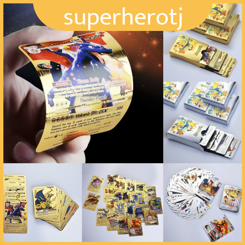 Stunning Pokemon Cards Metal Gold Energy Card Charizard Pikachu Set ...