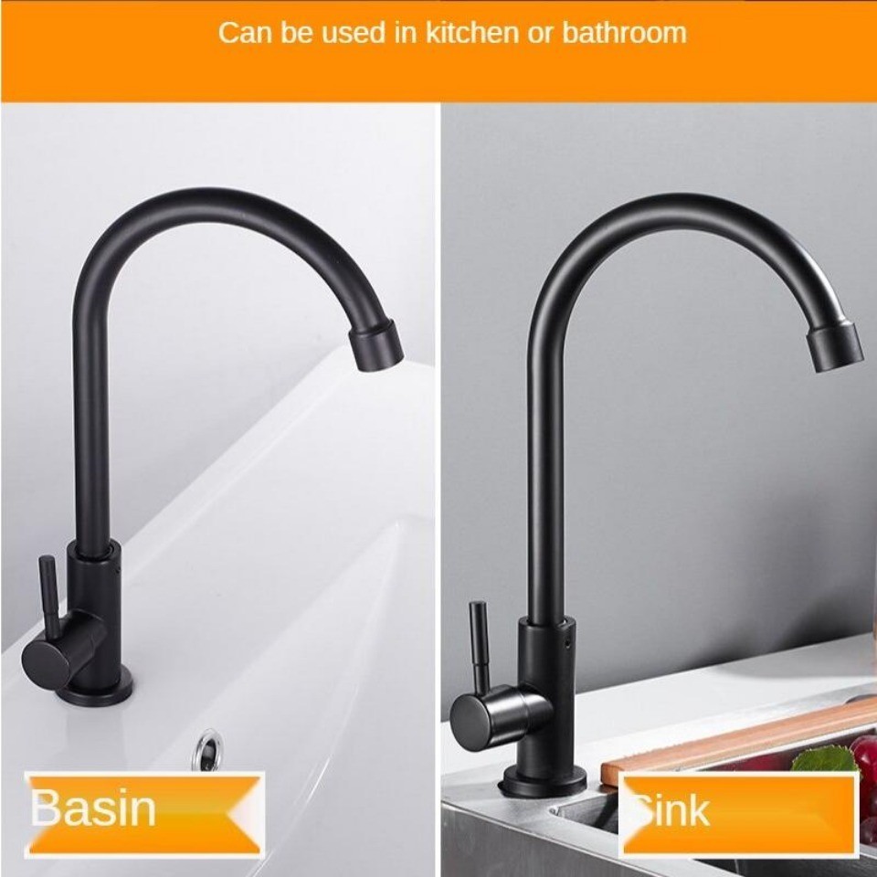 Black Stainless Steel Kitchen Faucet 304 Stainless Steel Faucet Single ...