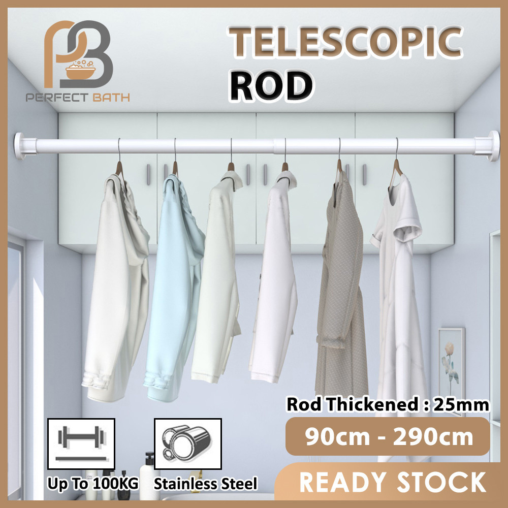 [90CM-290CM] Perfect Bath Adjustable Telescopic Curtain Rod Clothesline ...