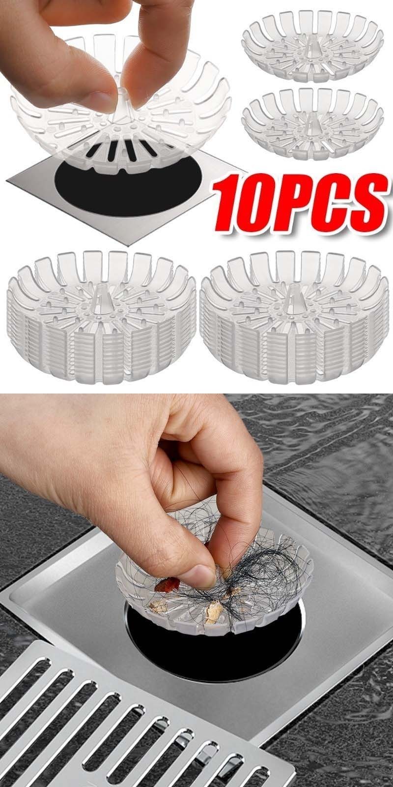 10PCS Kitchen Sink Drain Mesh Cover - Bathtub Hair Stopper - Disposable ...