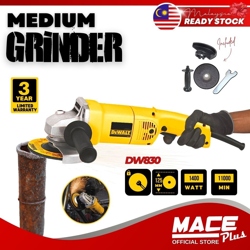DEWALT DW830 Medium Grinder Angle Heavy Duty Grinder Steel, Concrete ...