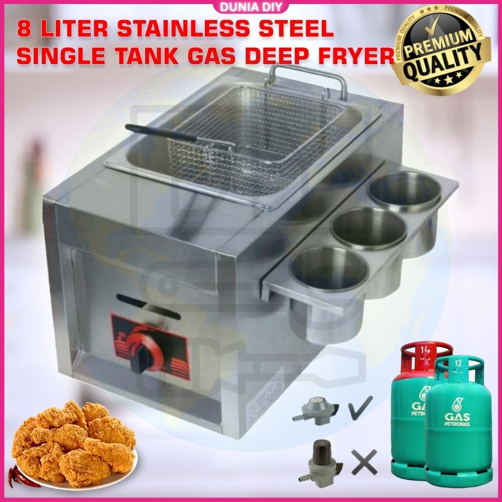 8L Commercial Gas Deep Fryer Machine Stainless Steel Dapur Goreng Gas ...