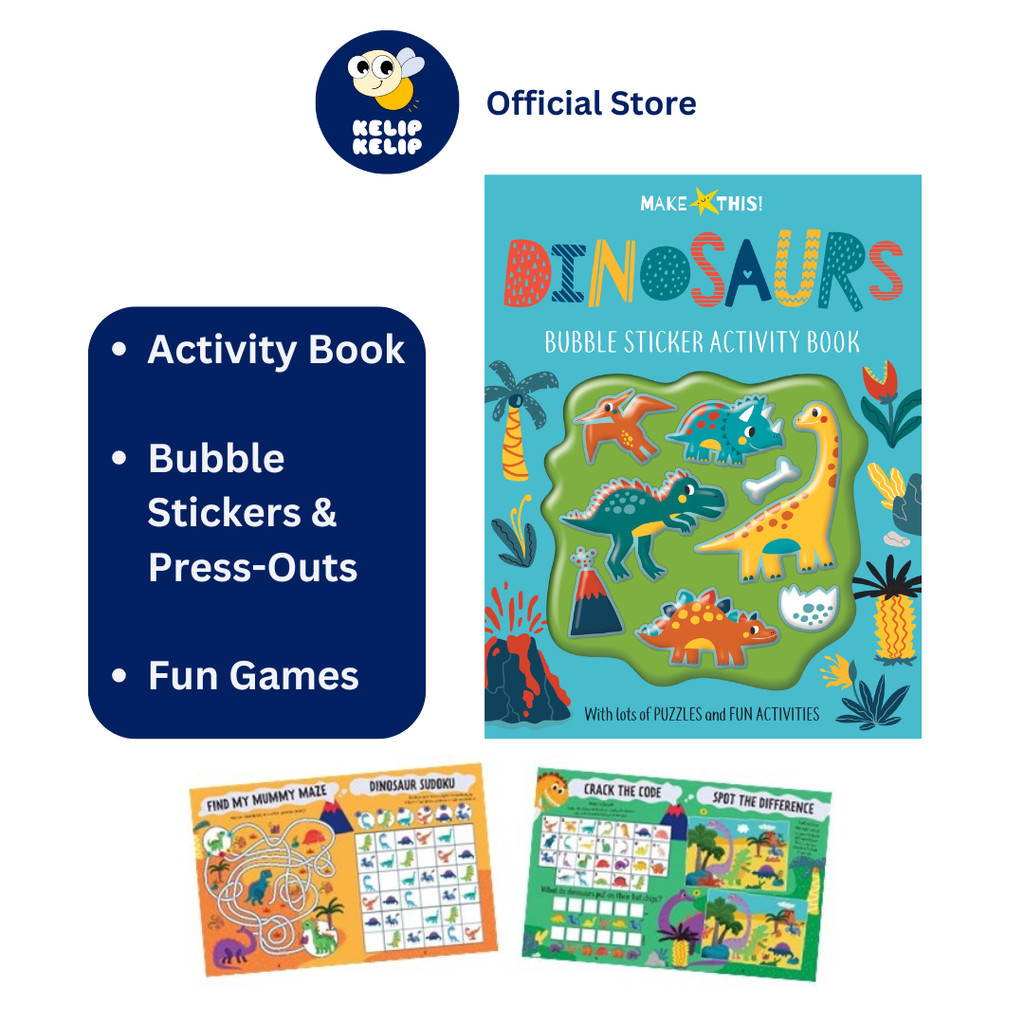Dinosaurs 3D Bubble Stickers Activity Book For Kids with Craft Games ...