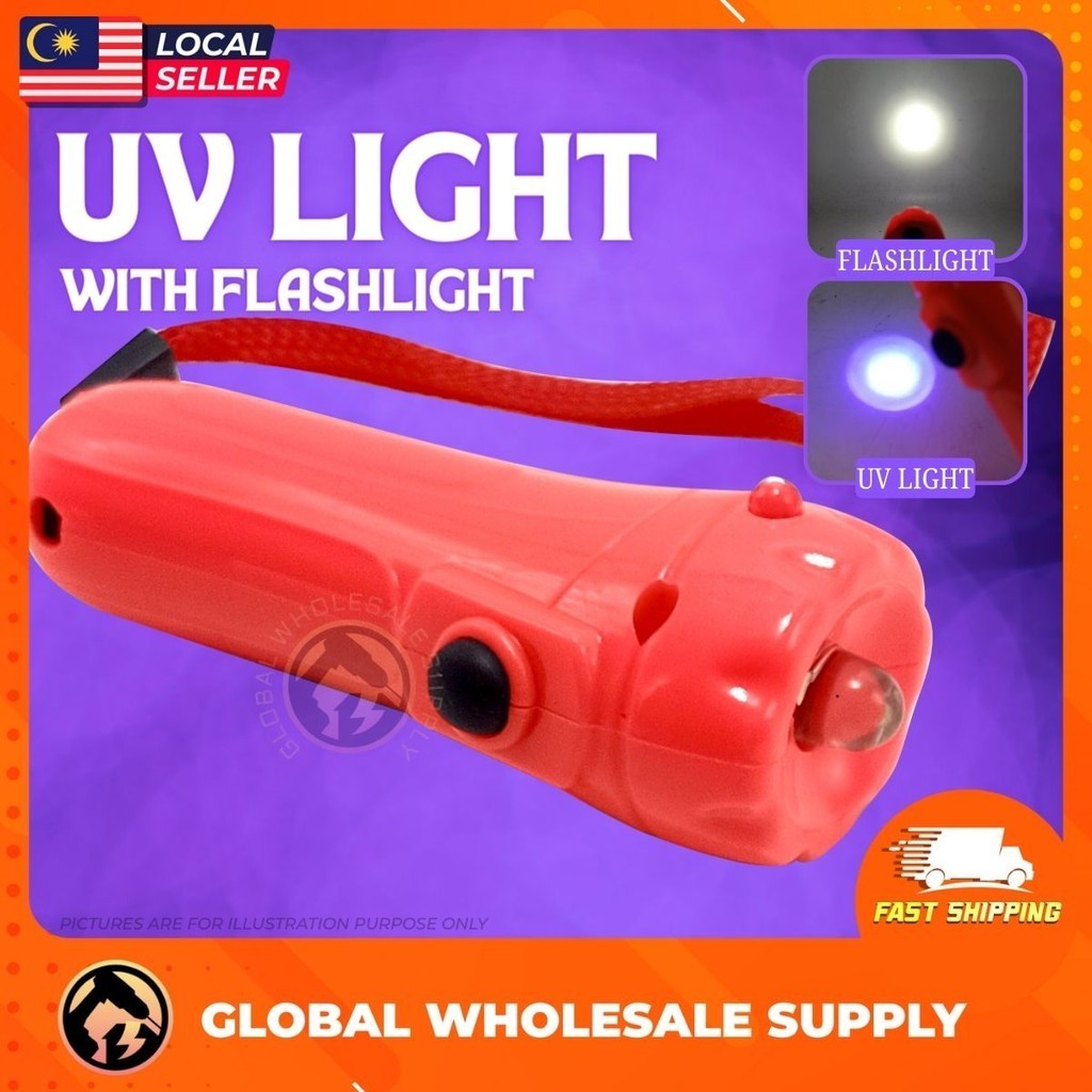 FLASHLIGHT + UV Light Mini Blacklight Ultraviolet Pen Flashlights Fraud ...