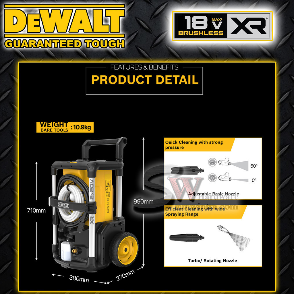 DEWALT 2x 18V/20V 110Bar Brushless High Pressure Washer , **BARE TOOLS ...