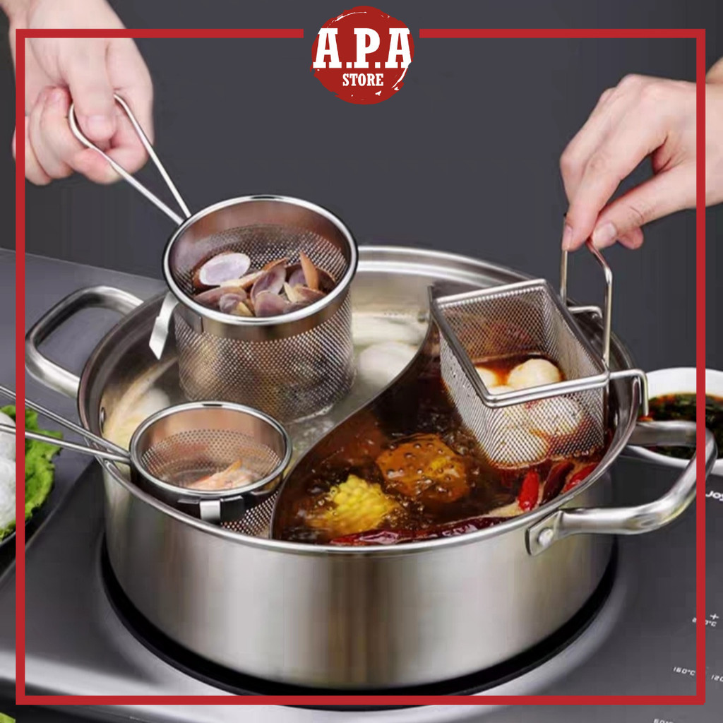 APA Stainless Steel Sieve Fine Mesh Food Strainer Hook Square Frying ...