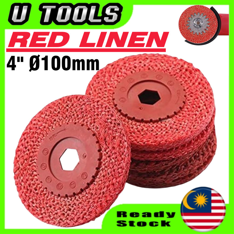 Red Linen 4" Flap Discs Red Wheel For Stainless Steel Metal Surface ...