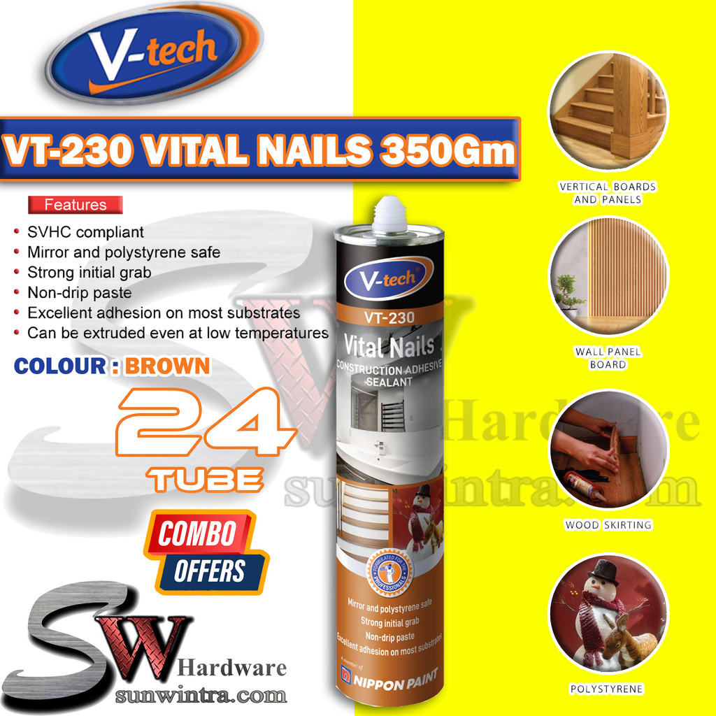 COMBO 1CTN / 24X 350GM V-TECH VITAL NAILS VT230 VT-230 / Gum ...