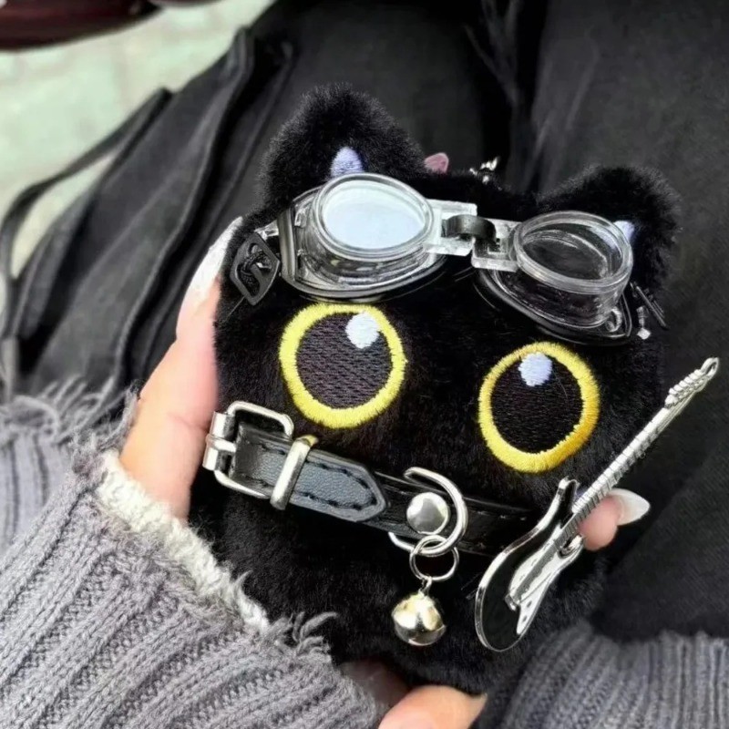 Guitar Black Cat Plush Toy Doll Small Pendant Cuddly Pillow Cushion ...